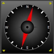 A black compass with red pointDescription automatically generated